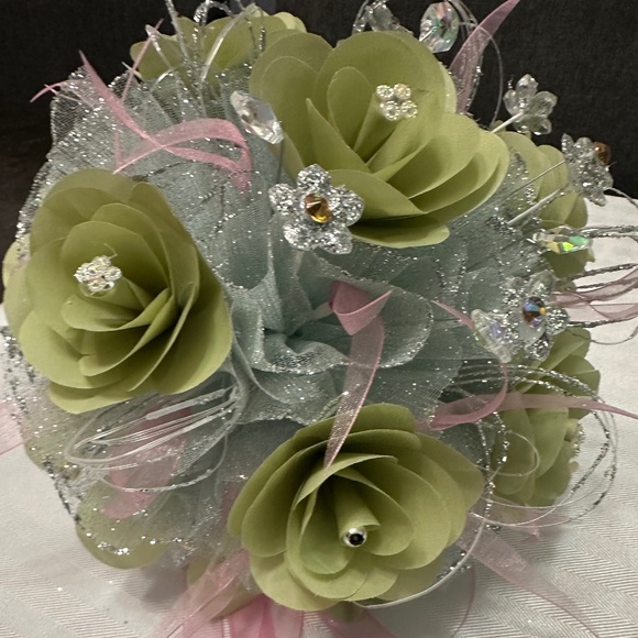 Accessories | Sage Green Bouquet With A Hair Piece And Gold Crown 3 ...
